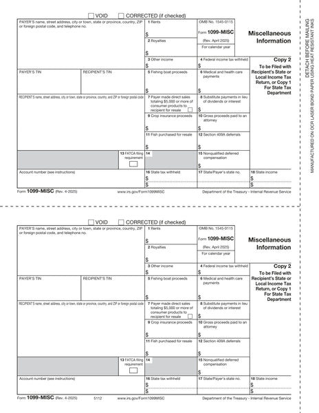 1099-MISC 2-Up, Payer/State Copy C, 5112 – W-2TaxForms.com