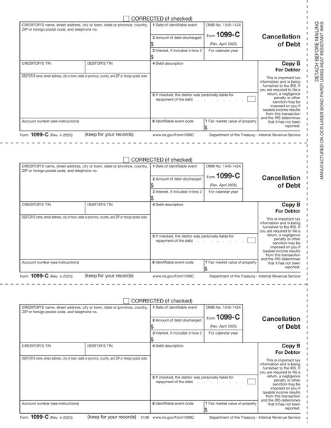 1099-C, 3-Up, Copy B – W-2TaxForms.com