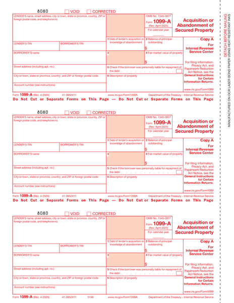 1099-A, 3-Up, Federal Copy A – W-2TaxForms.com
