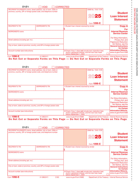 1098-E, Federal Copy A – W-2TaxForms.com