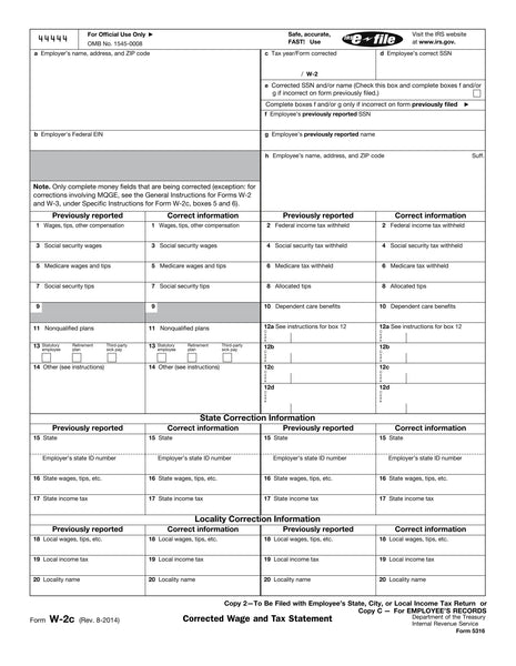 W-2C Employee Copy 2 or C, Corrected Income – W-2TaxForms.com