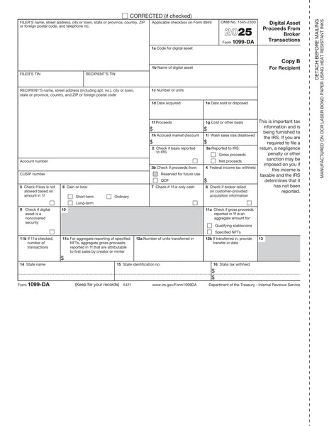 1099-DA, IRS Copy B, 5421 – W-2TaxForms.com
