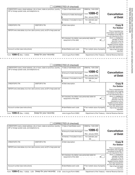 1099-C, 3-Up, Copy B – W-2TaxForms.com