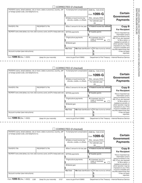1099-G, 3-Up, Rec Copy B – W-2TaxForms.com